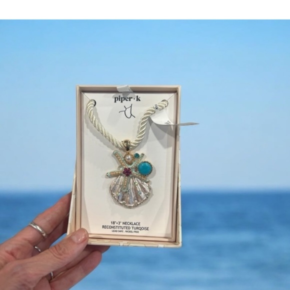Piper | Jewelry | Piper Silver And Blue Seashell Necklace | Poshmark
